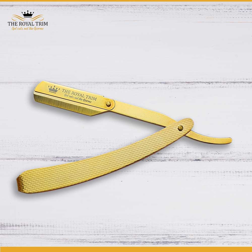 Full Gold Straight Razor – The Royal Trim