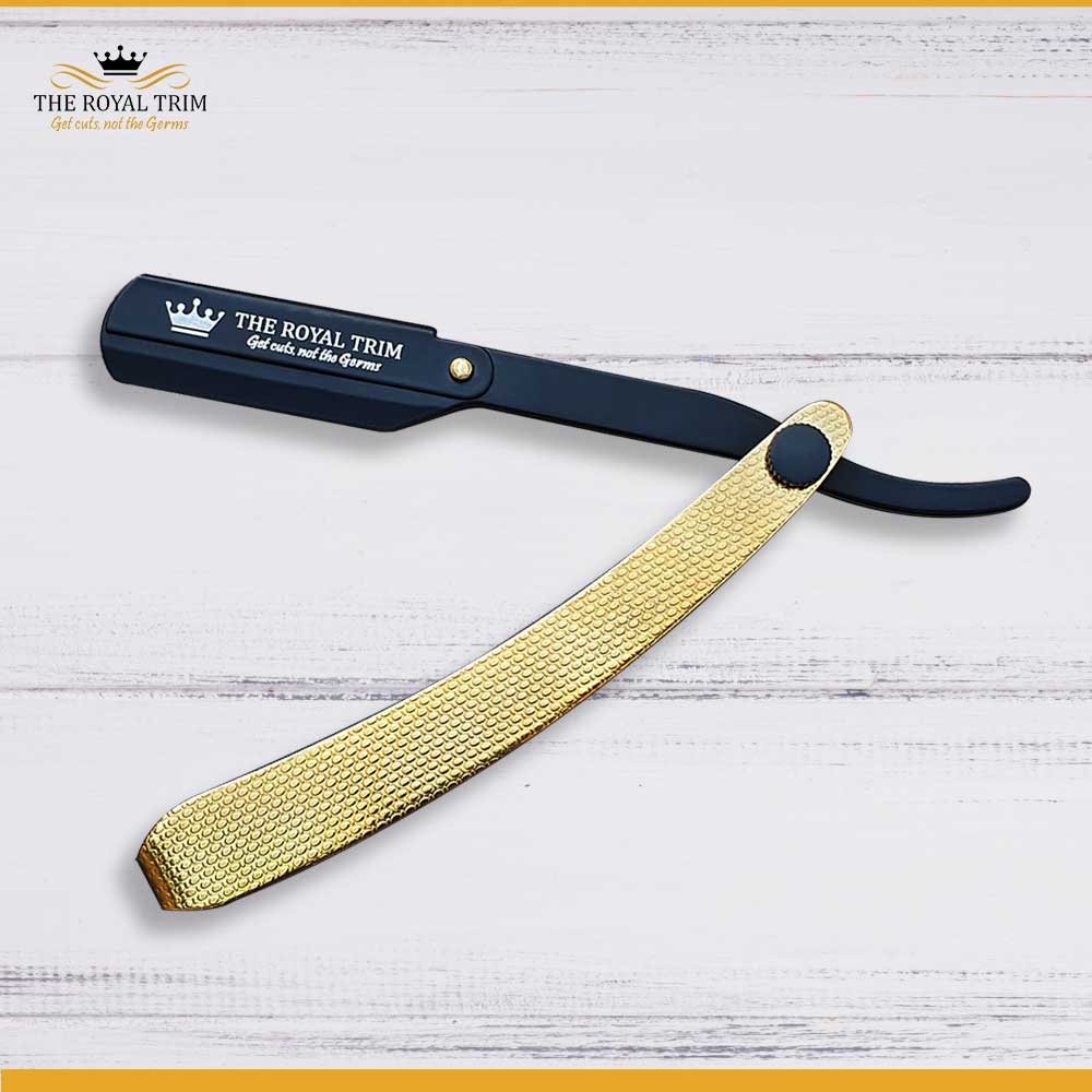Half Gold & Half Black Straight Razor – The Royal Trim